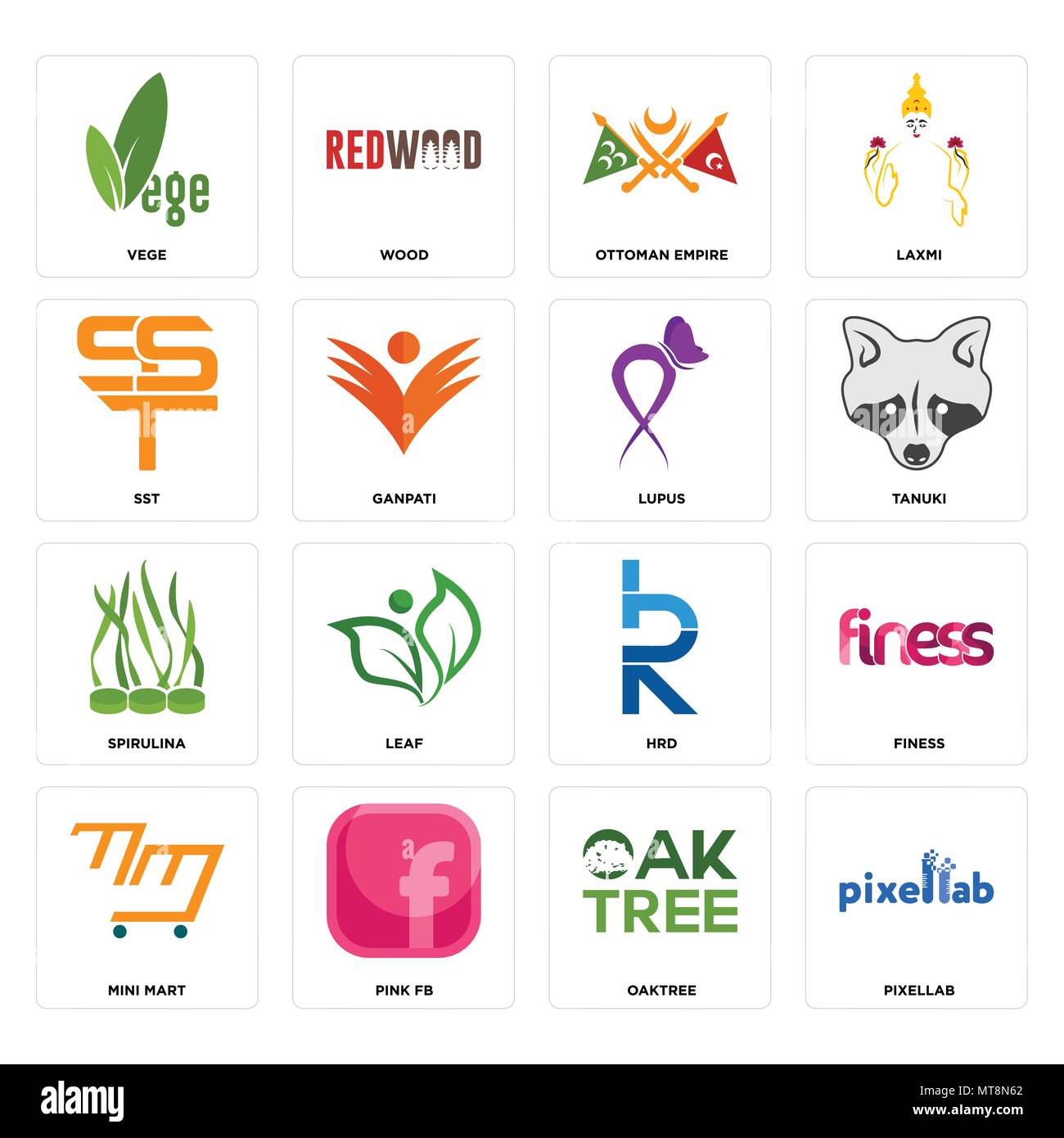 Set Of 16 simple editable icons such as pixellab, oaktree, pink fb ...