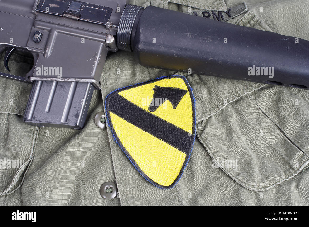 KIEV, UKRAINE - May 18, 2015. US ARMY 1st Cavalry Division patch with ...