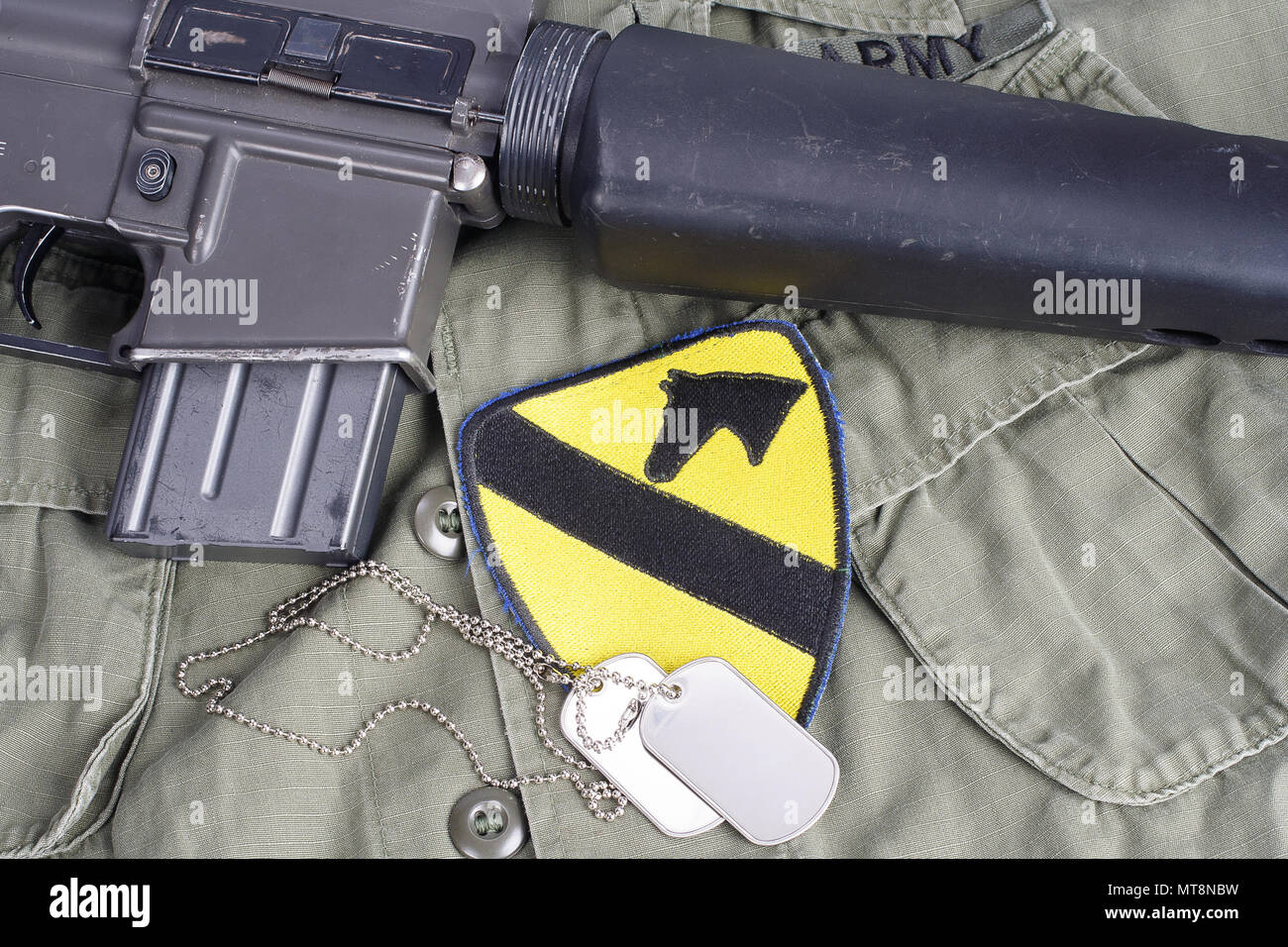 KIEV, UKRAINE - May 18, 2015. US ARMY 1st Cavalry Division patch with ...