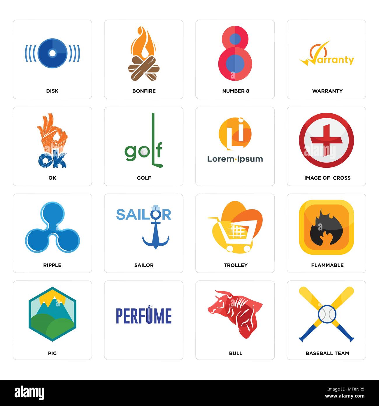 Set Of 16 simple editable icons such as baseball team, bull, , pic ...