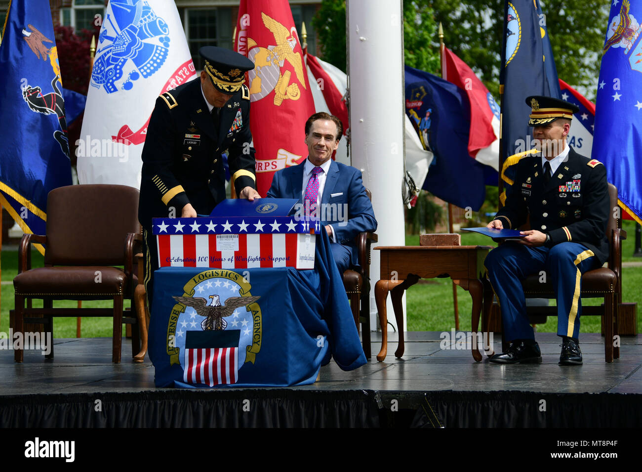 DLA Distribution commanding general Army Brig. Gen. John Laskodi, left ...