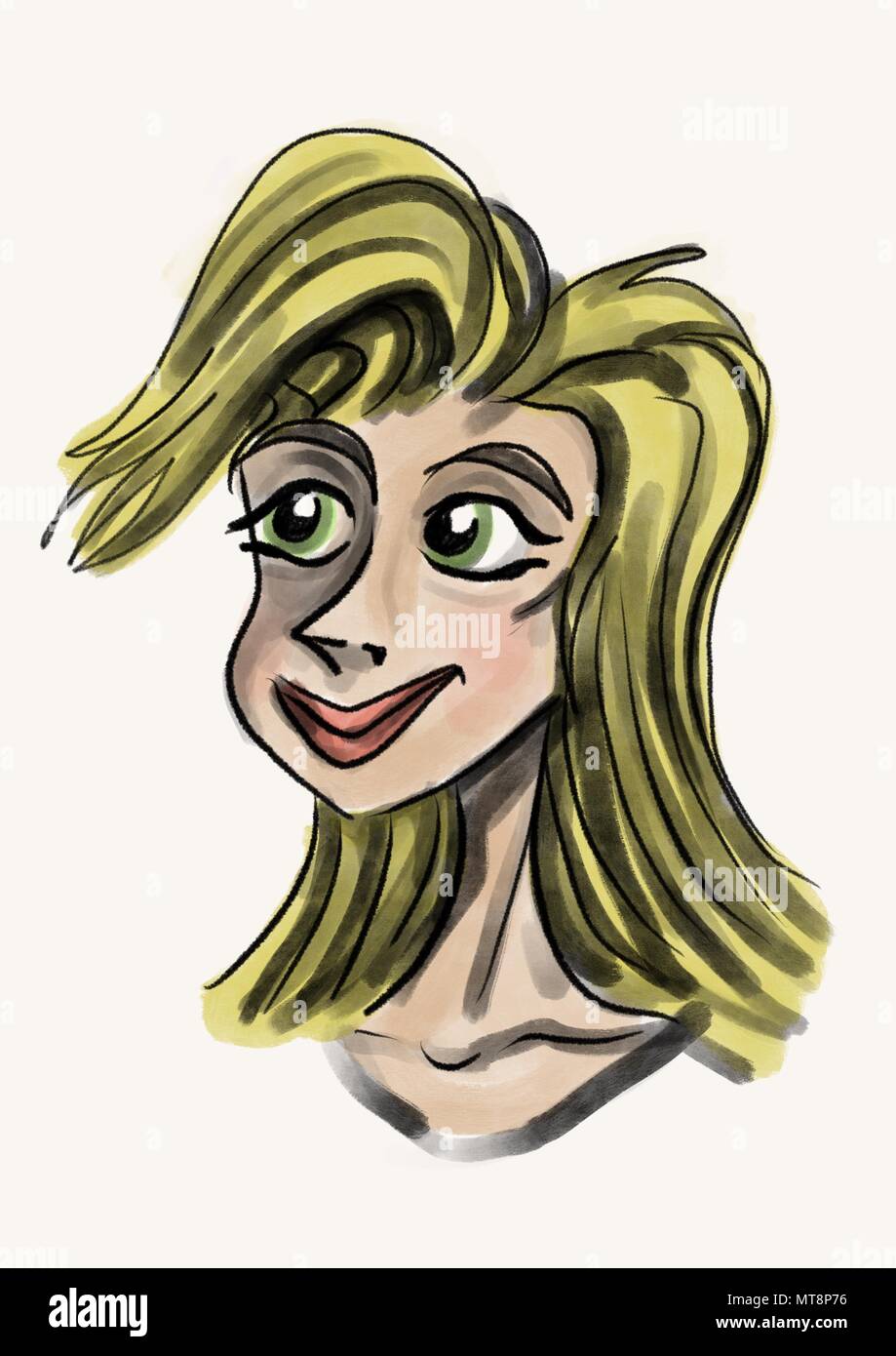 illustration of a ladies head Stock Photo - Alamy