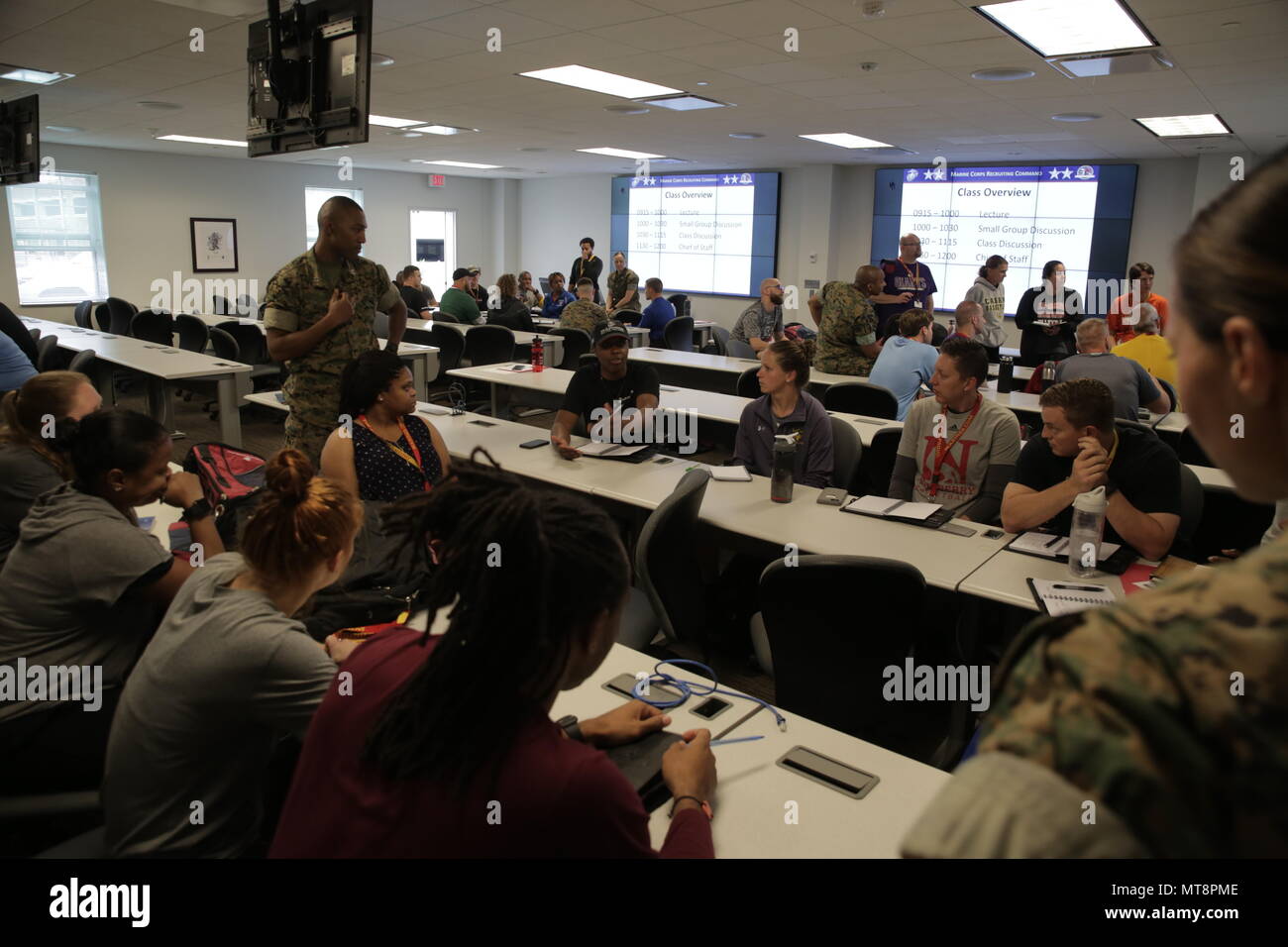 Marines mentor coaches in a leadership exercise during Marine Corps ...