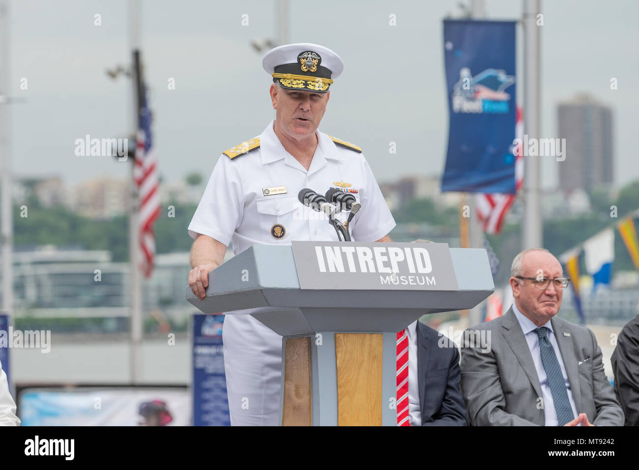 New York, NY - May 28, 2018: US Navy Admiral Christopher Grady speaks ...