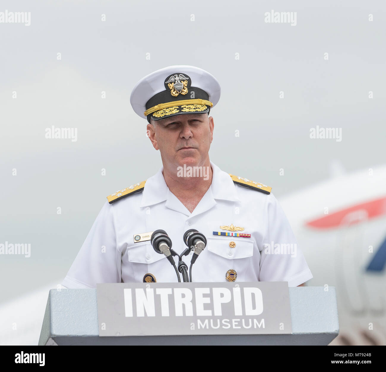 New York, NY - May 28, 2018: US Navy Admiral Christopher Grady speaks ...