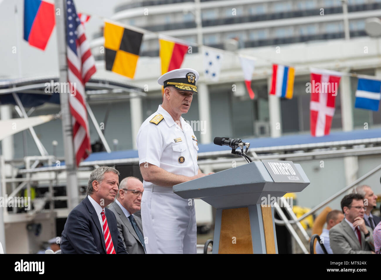 New York, NY - May 28, 2018: US Navy Admiral Christopher Grady speaks ...