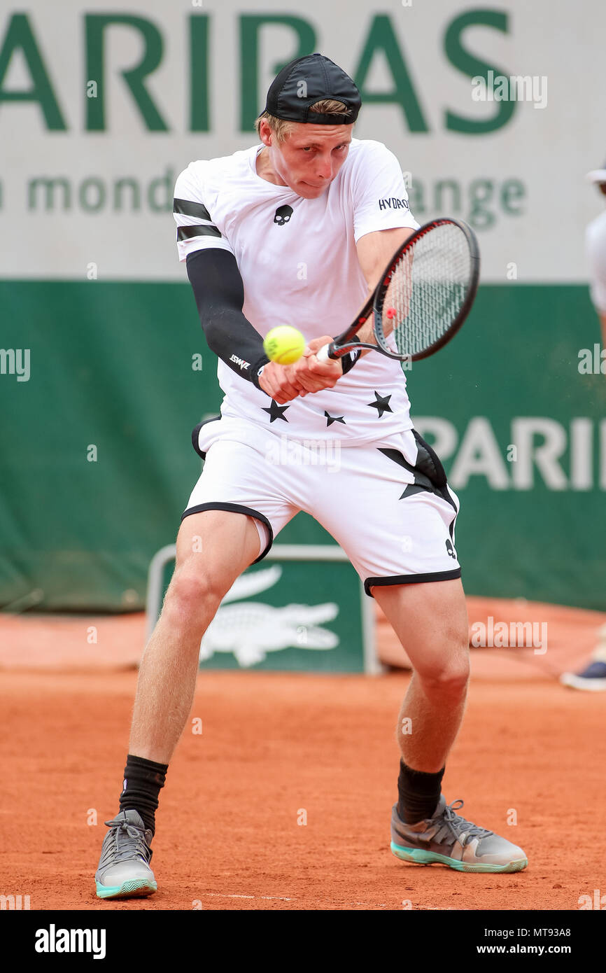 Paris, France. 28th May, 2018. Ilya Ivashka (BLR) Tennis : Ilya Ivashka ...