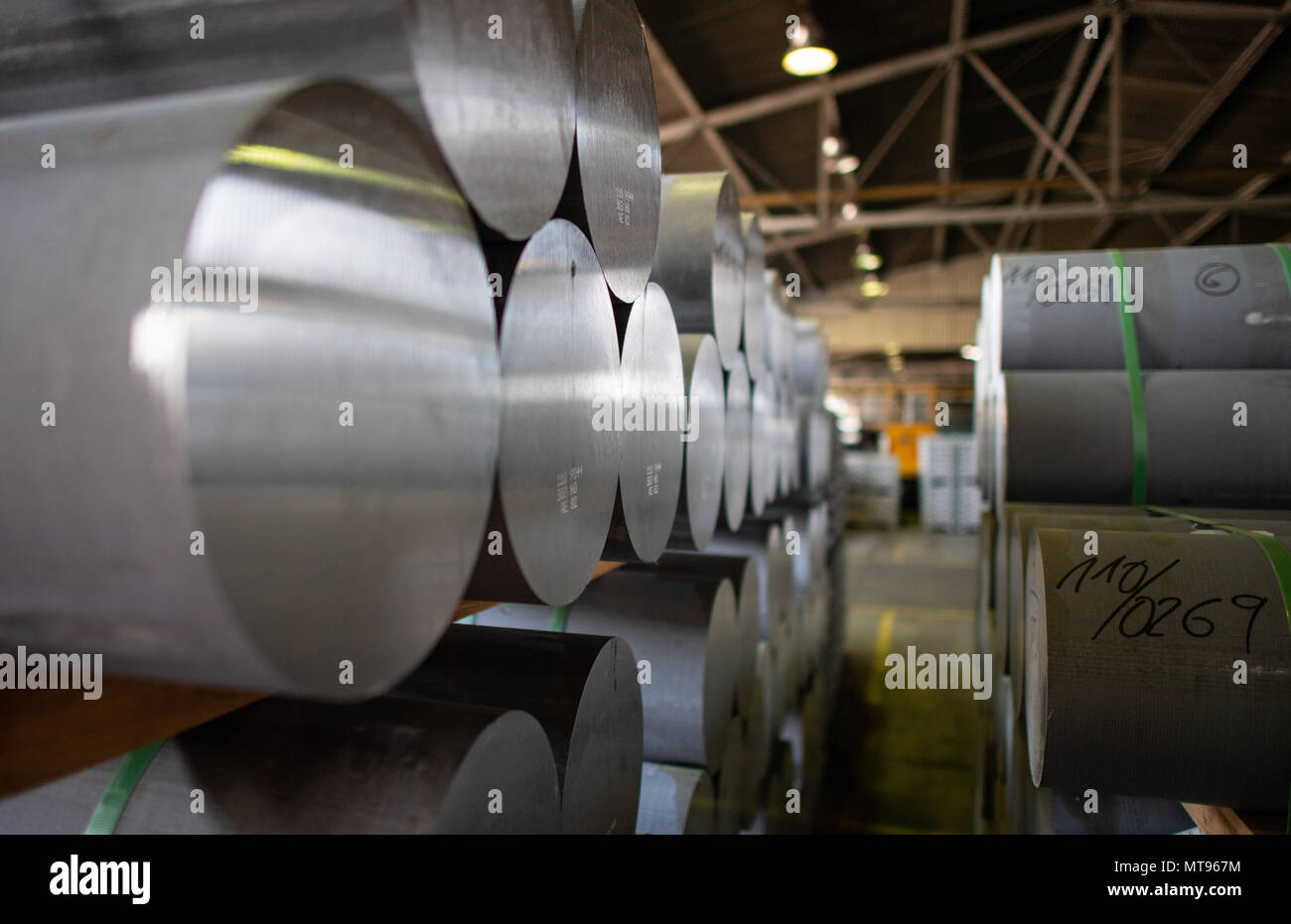 Production of aluminium at TRIMET Aluminium SE in Essen, North Rhine ...