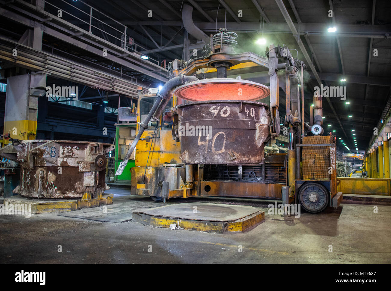 Production of aluminium at TRIMET Aluminium SE in Essen, North Rhine ...