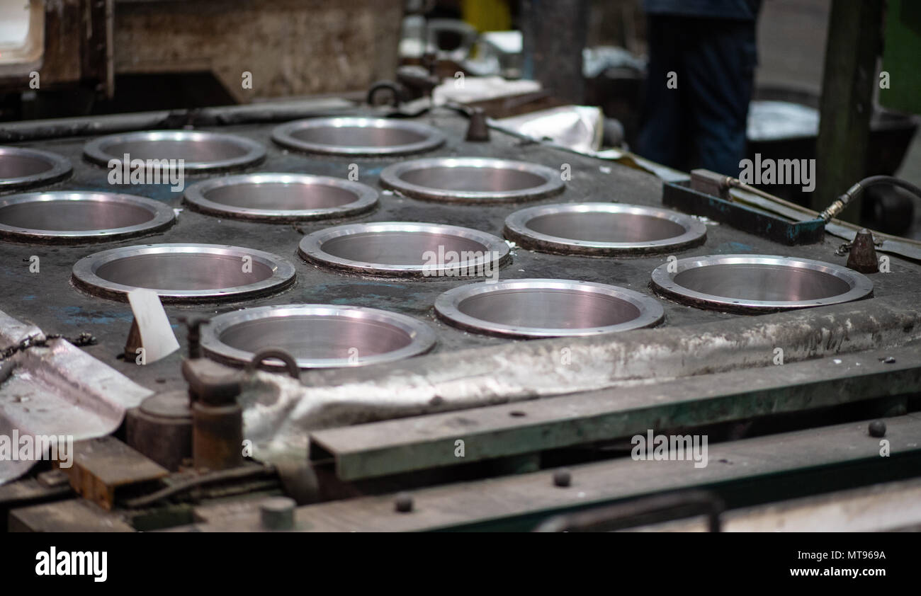 Production of aluminium at TRIMET Aluminium SE in Essen, North Rhine ...
