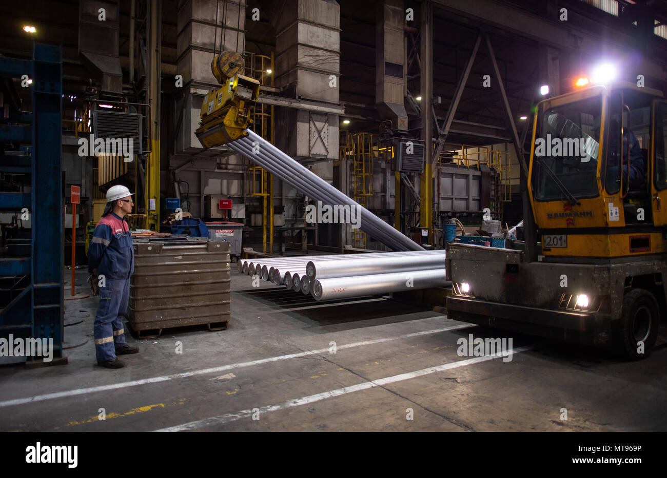 Production of aluminium at TRIMET Aluminium SE in Essen, North Rhine ...