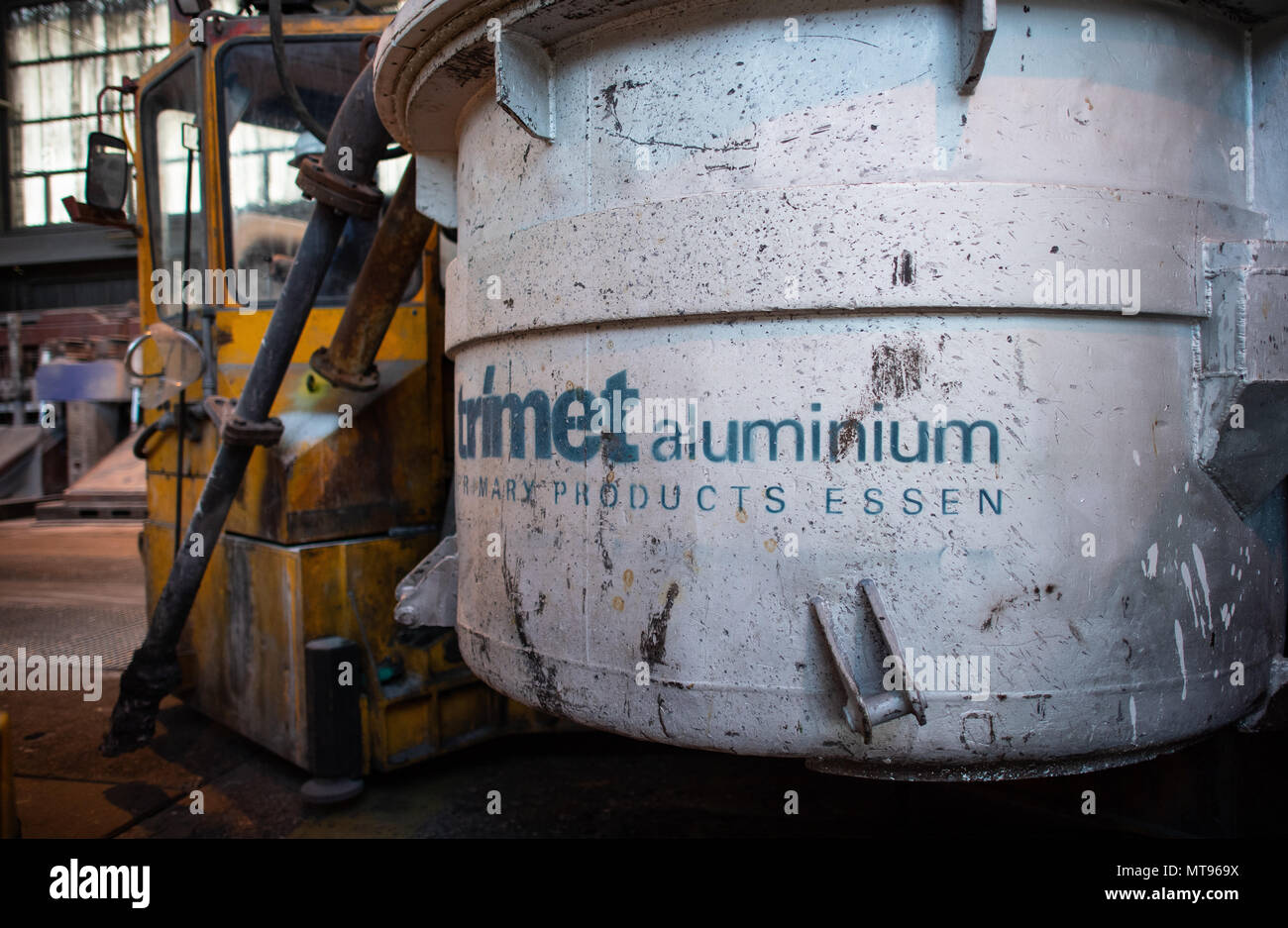 Production of aluminium at TRIMET Aluminium SE in Essen, North Rhine ...