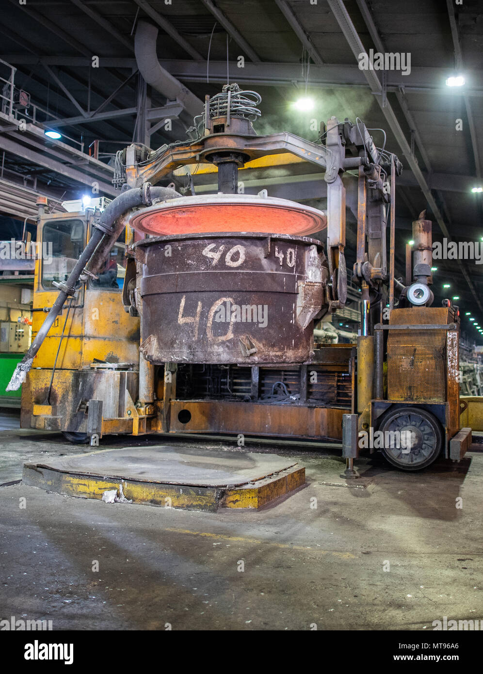 Production of aluminium at TRIMET Aluminium SE in Essen, North Rhine ...
