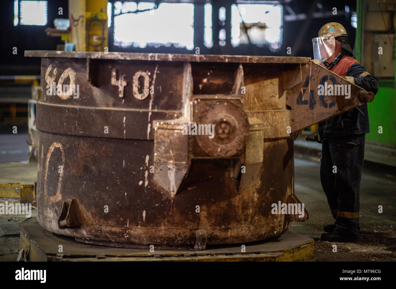 Production of aluminium at TRIMET Aluminium SE in Essen, North Rhine ...