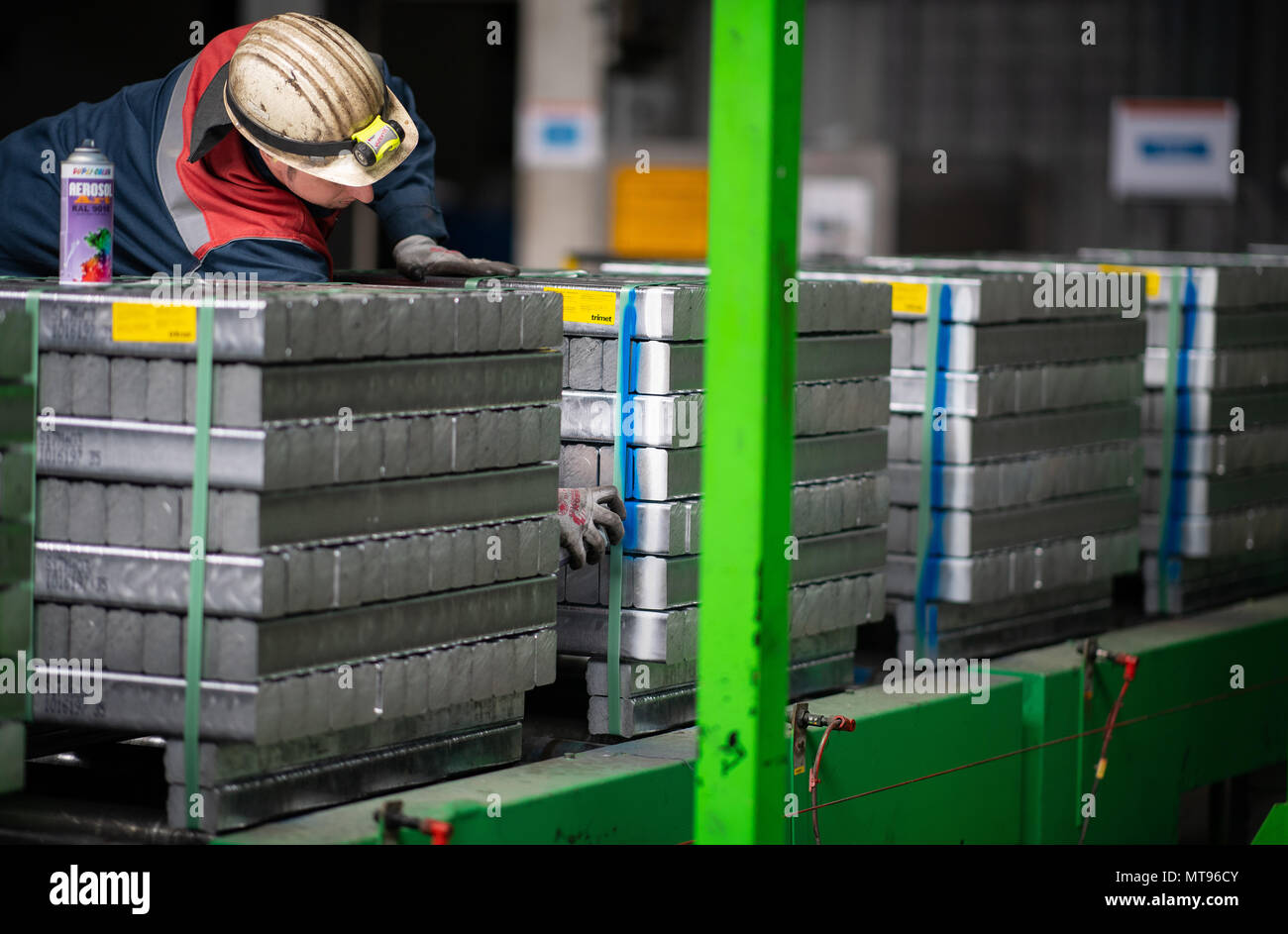 Production of aluminium at TRIMET Aluminium SE in Essen, North Rhine ...