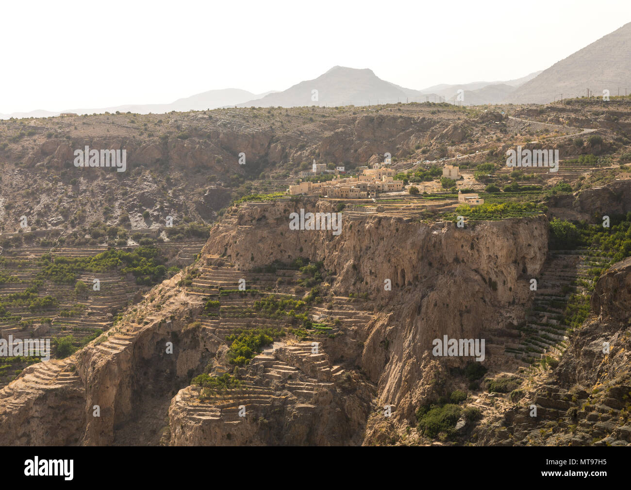 Old village with terraces to grow roses, Jebel Akhdar, Sayq, Oman Stock ...