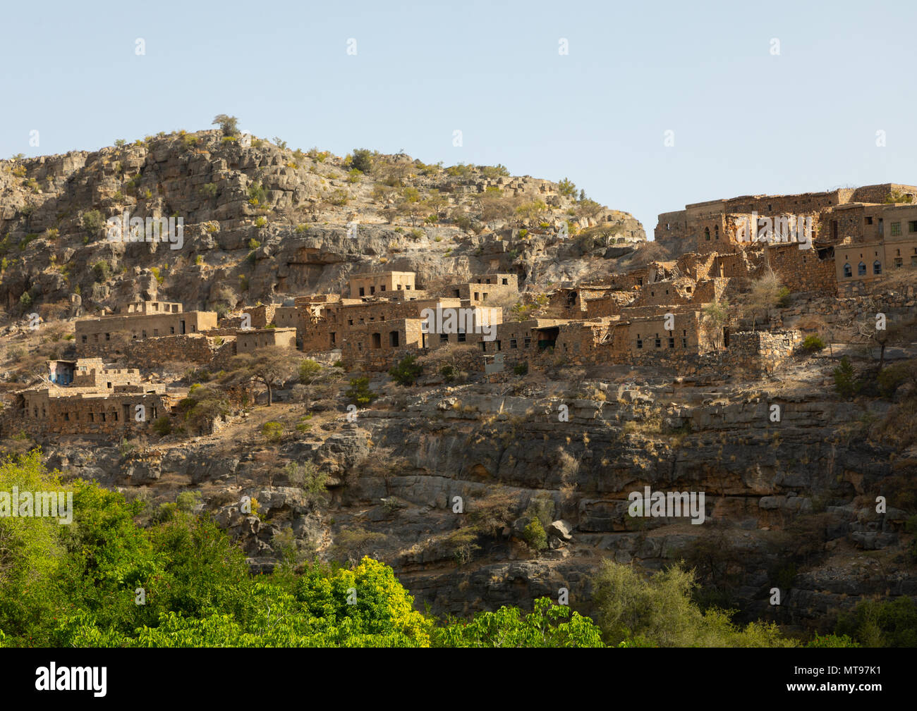 Stone and mudbrick houses in an abandoned village, Jebel Akhdar, Wadi ...