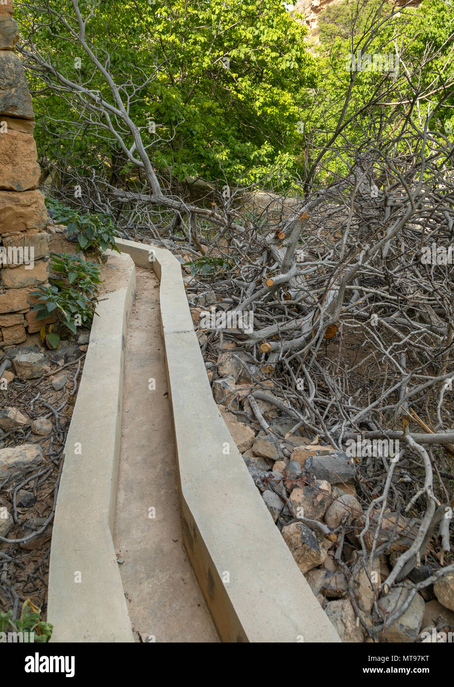 Falaj transporting water thru the town, Jebel Akhdar, Wadi Bani Habib ...
