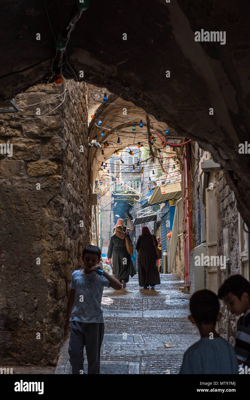 JERUSALEM, ISRAEL - MAY 15, 2018: Palestinian Muslim people living ...