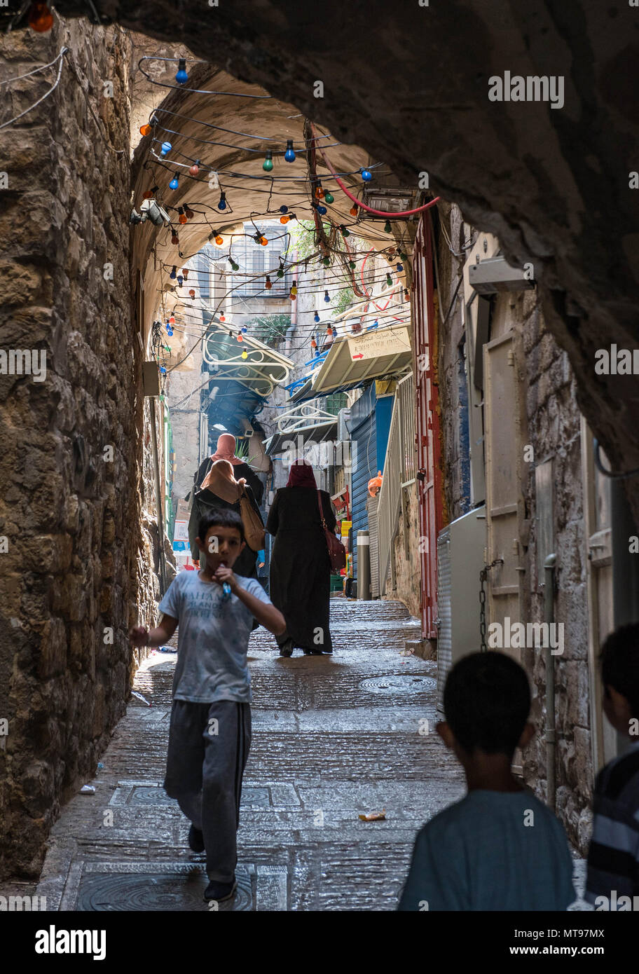 JERUSALEM, ISRAEL - MAY 15, 2018: Palestinian Muslim people living ...