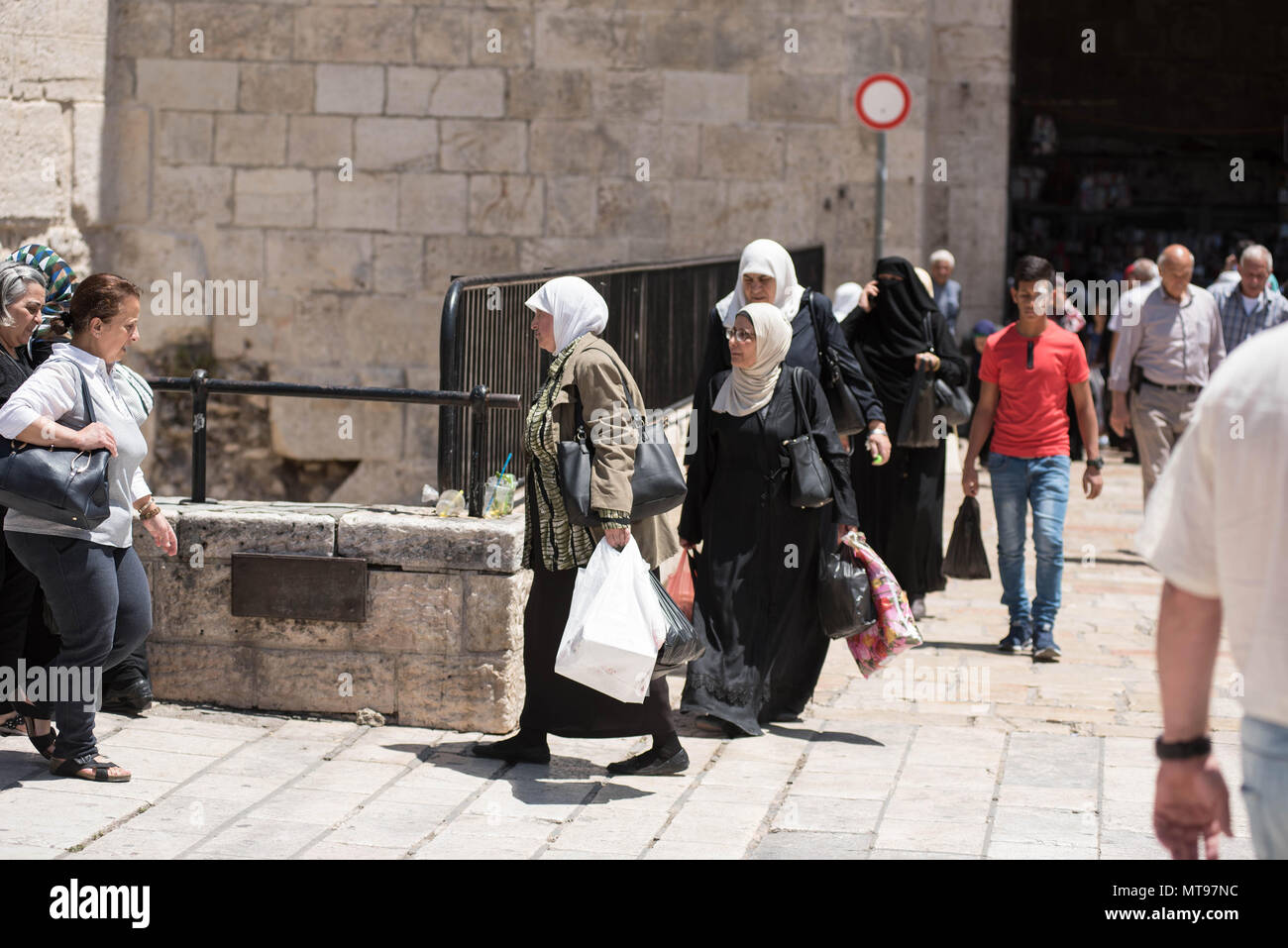 JERUSALEM, ISRAEL - MAY 16, 2018: Palestinian Muslim people living ...