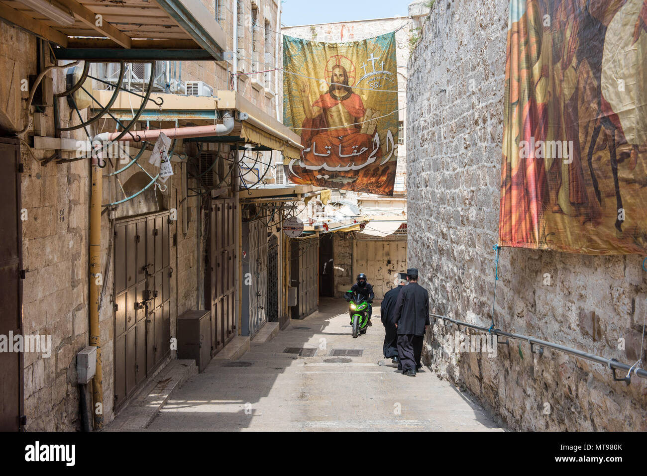 JERUSALEM, ISRAEL - MAY 15, 2018: Christian pilgrims crossing the Via ...