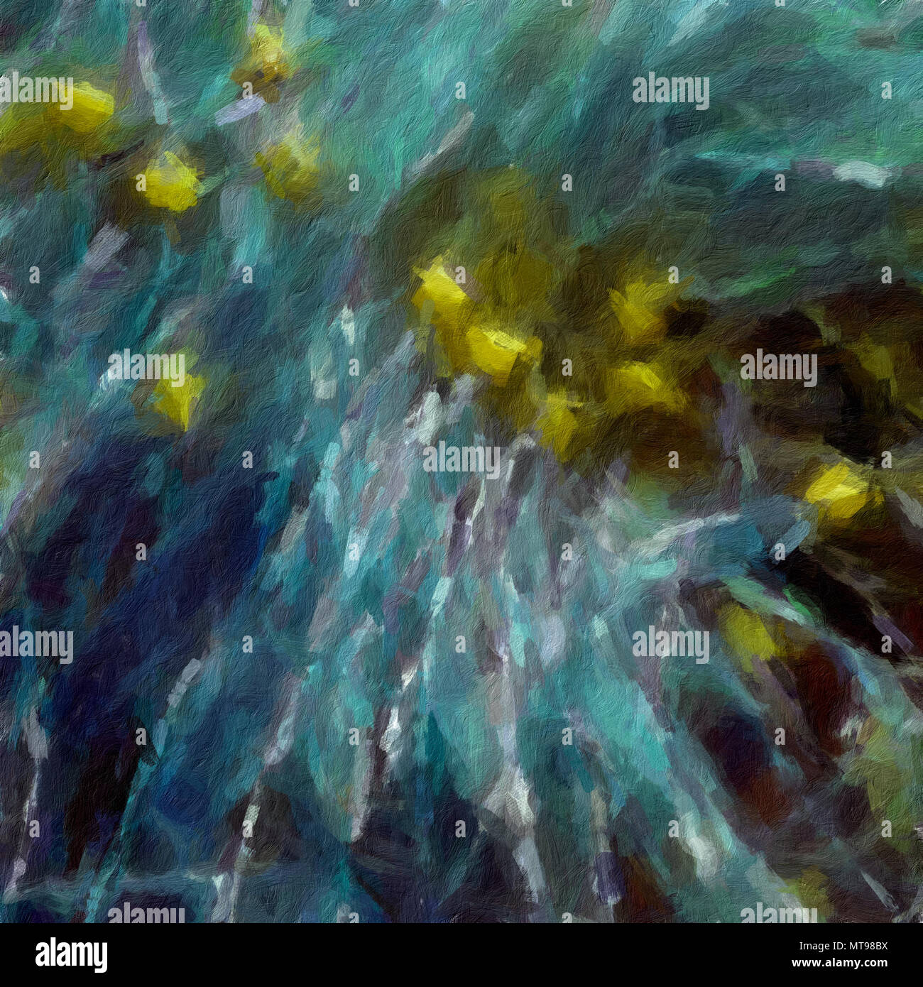 Abstract digital oil painting on canvas full of texture and bright ...