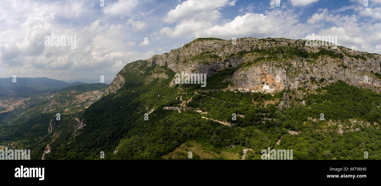 Aerial view with Ostrog Monastery church Stock Photo - Alamy