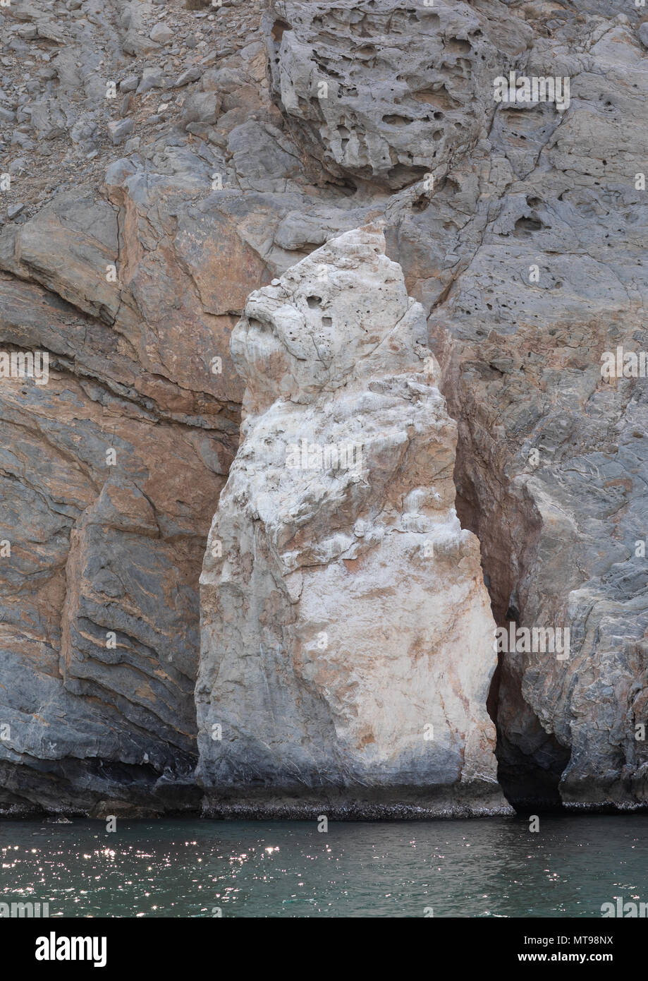 Rock with a fish shape, Musandam Governorate, Khasab, Oman Stock Photo ...