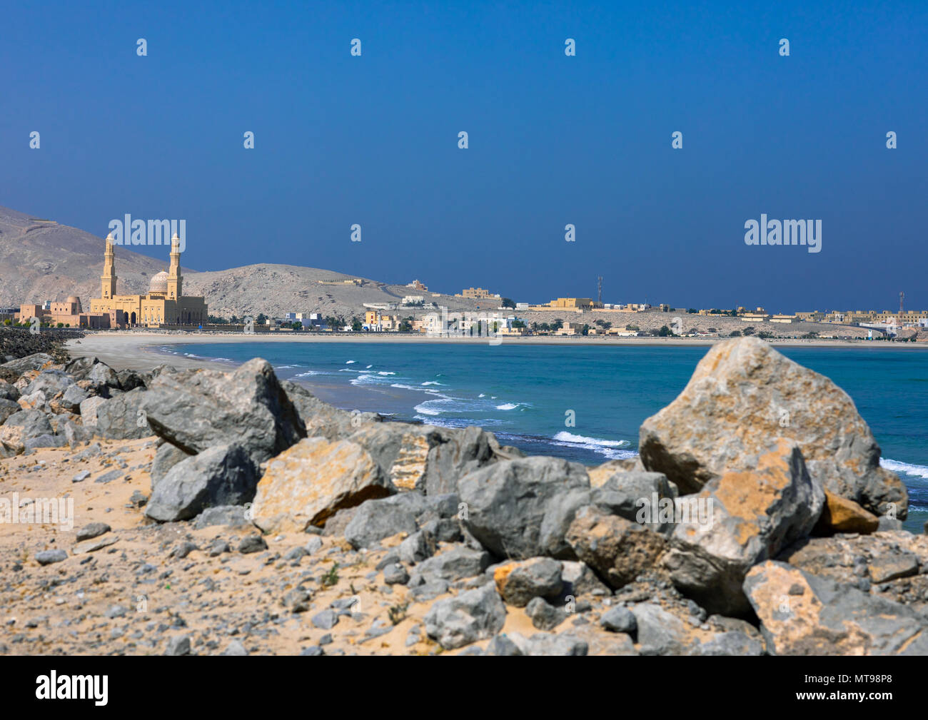 Mosque on the seaside, Musandam Governorate, Khasab, Oman Stock Photo ...