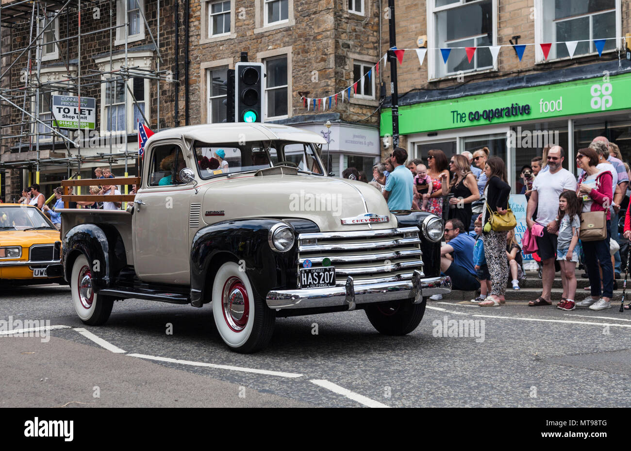 A classic Chevrolet pick up car at the parade through Barnard Castle ...