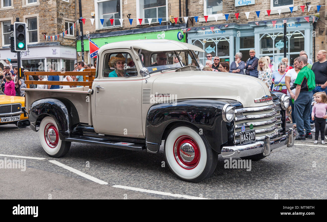 A classic Chevrolet pick up car at the parade through Barnard Castle ...