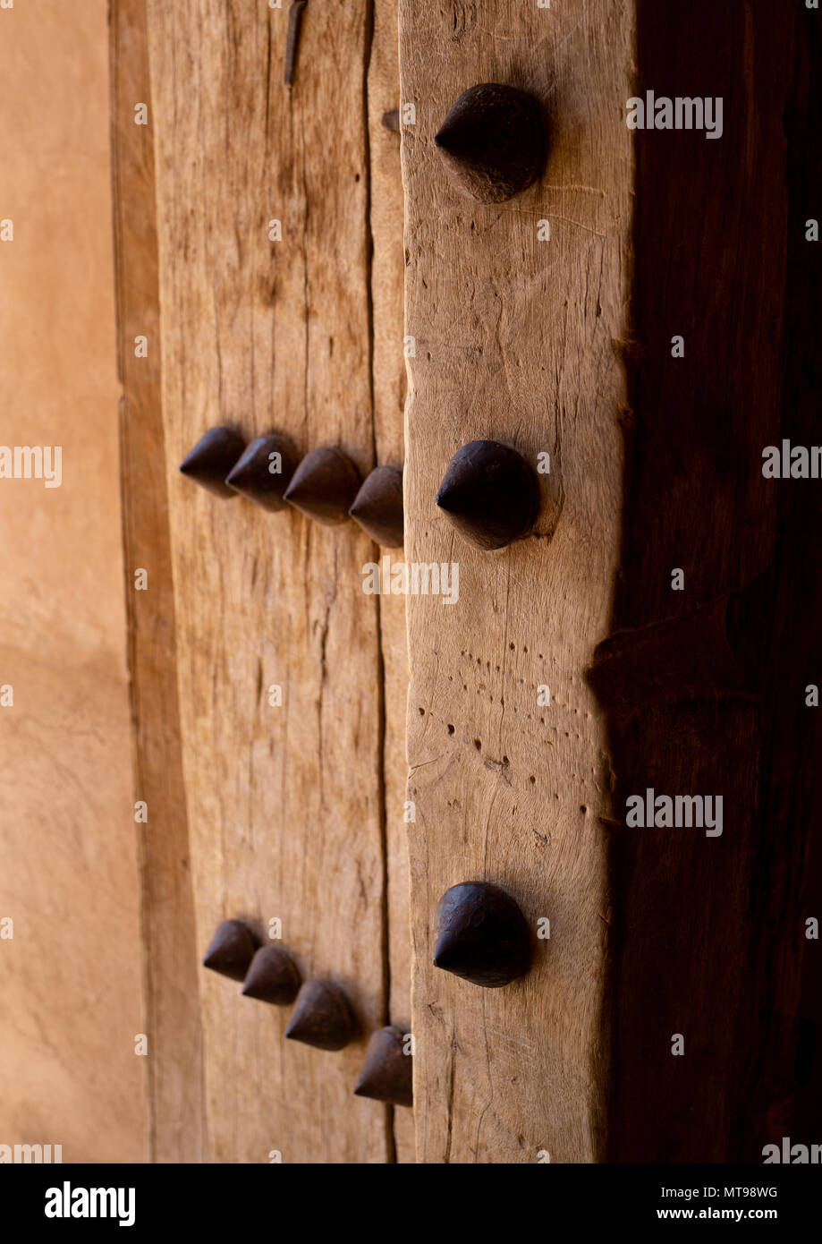 Omani wooden carved door in jabreen castle, Ad Dakhiliyah Region ...
