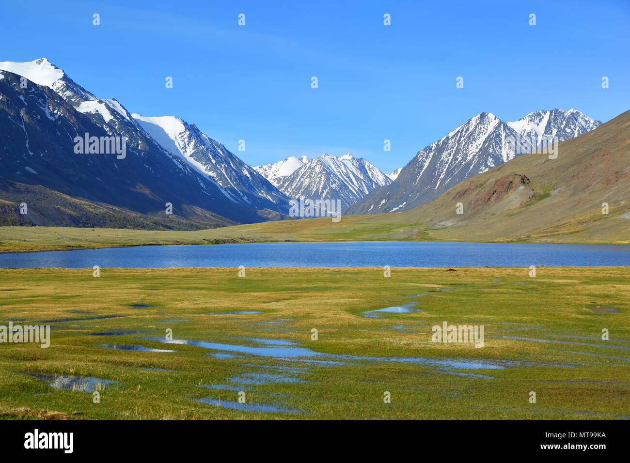 mountain landscape with lake Stock Photo - Alamy