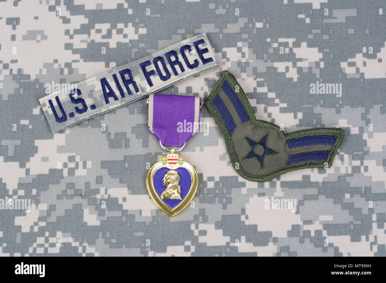 KIEV, UKRAINE - March 6, 2016. Purple Heart award on US AIR FORCE ...