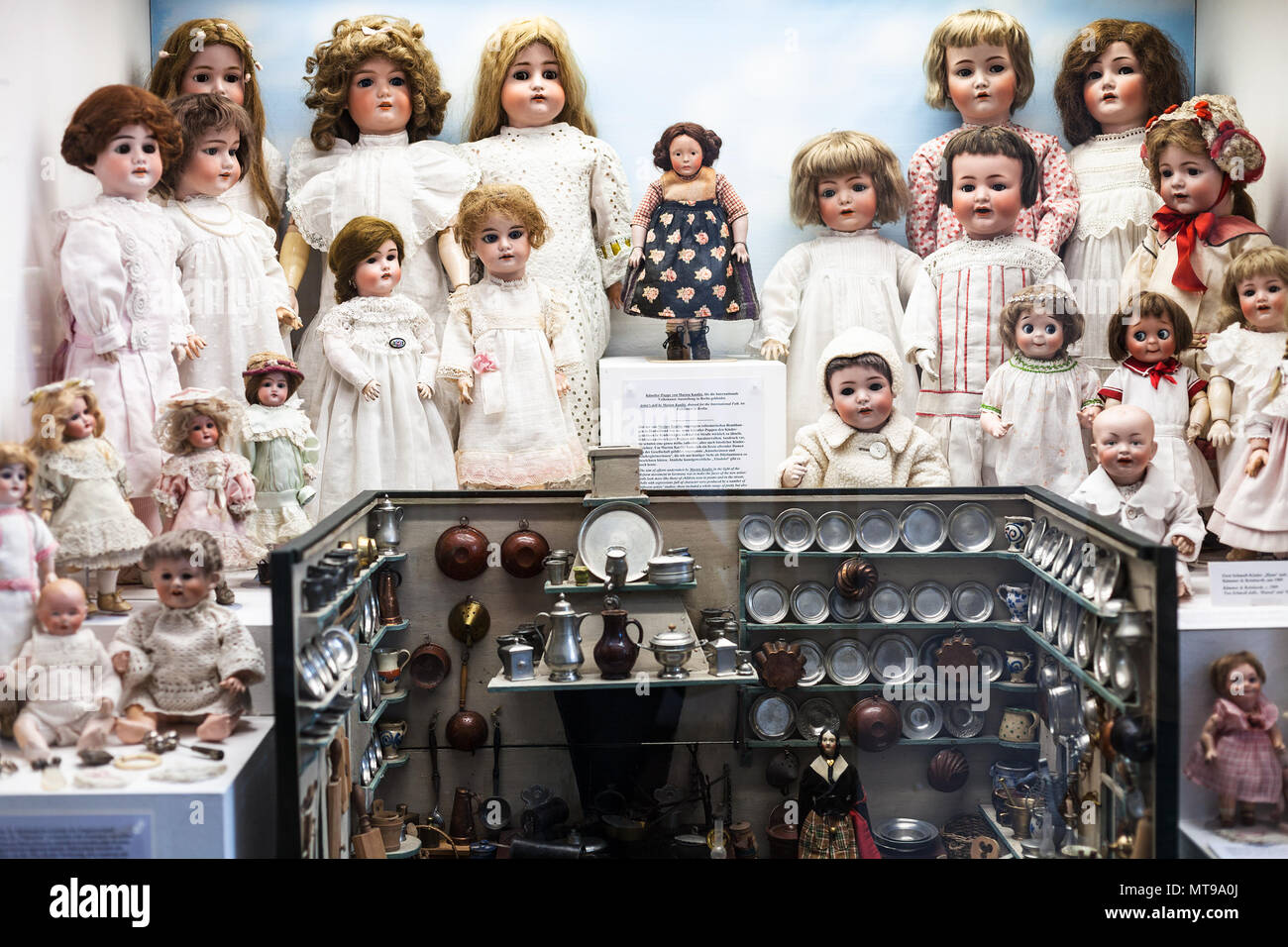 MUNICH, GERMANY - MAY 24, 2018: old dolls in Spielzeugmuseum (Toy ...