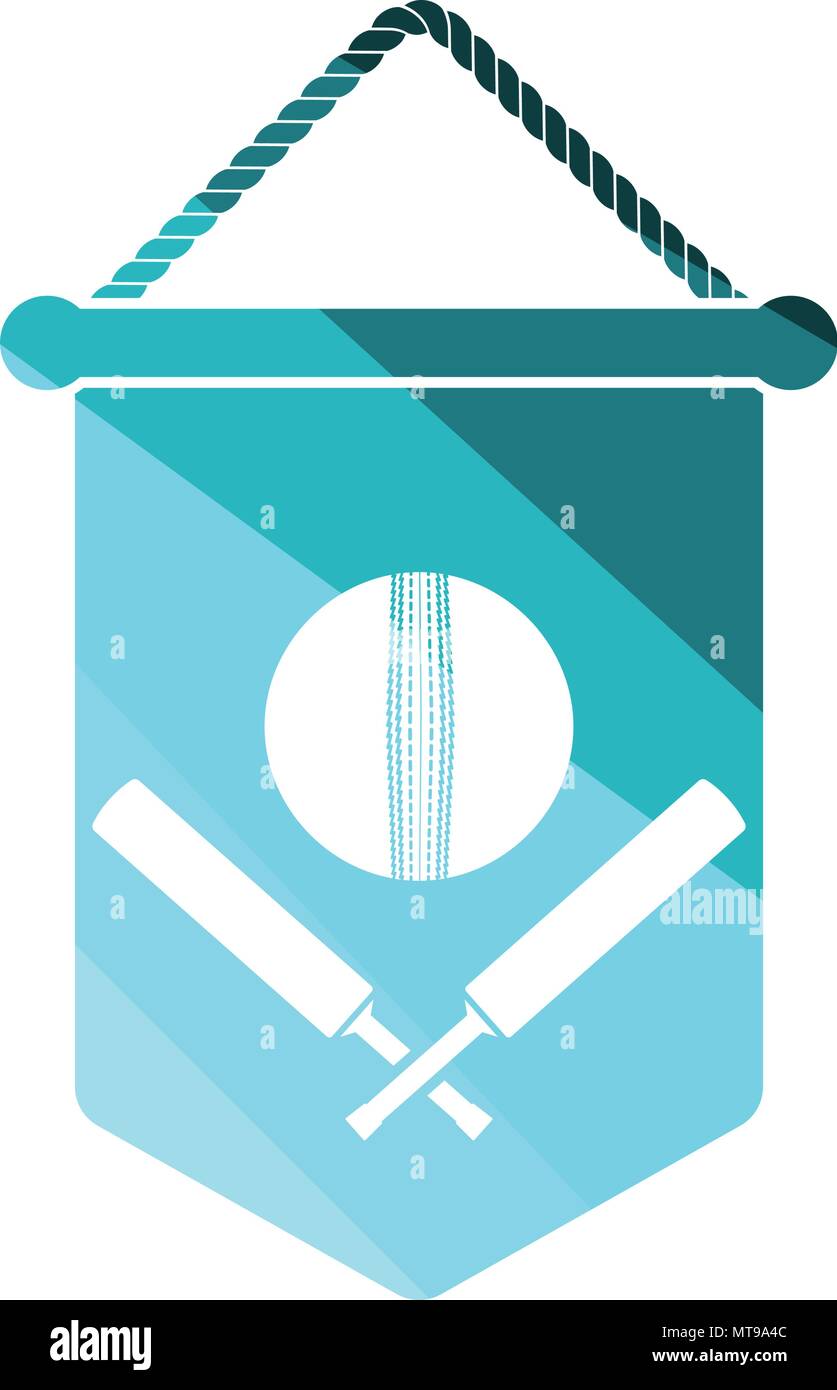 Cricket shield emblem icon. Flat color design. Vector illustration ...