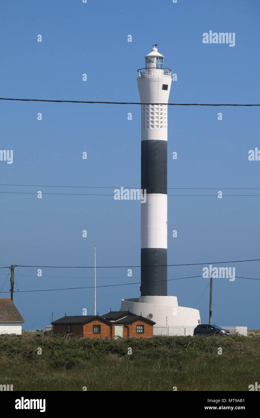 A view of the tall and slender, black & white, newest lighthouse at ...