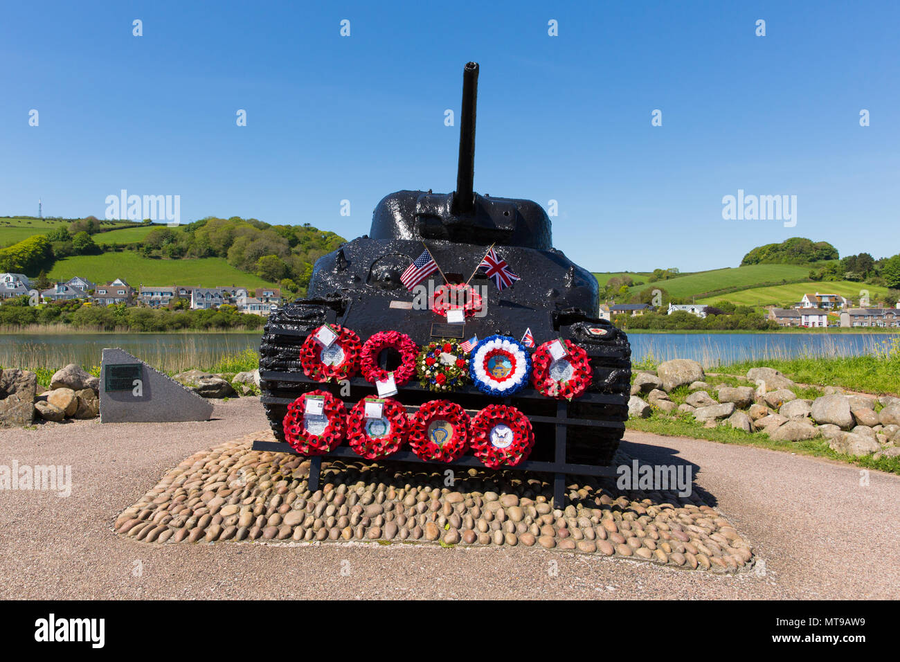 Sherman tank the Exercise Tiger memorial Torcross Slapton Sands Devon ...