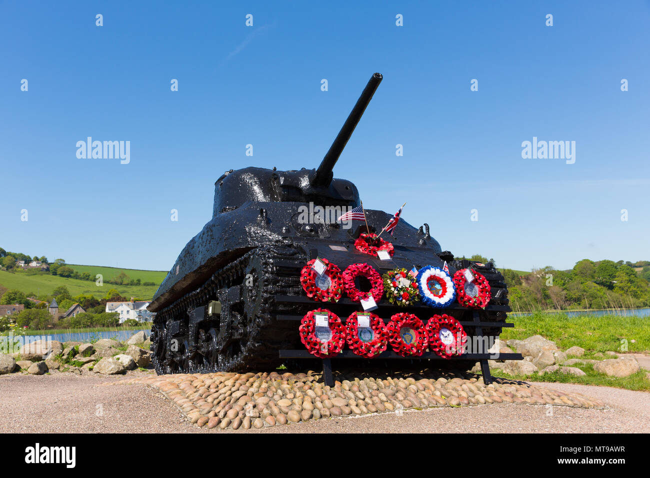 Sherman tank Exercise Tiger memorial Torcross Slapton Sands Devon for ...