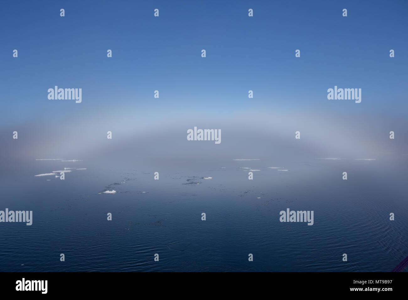A 'fog-bow' in the Arctic Ocean off the coast of Svalbard Stock Photo ...