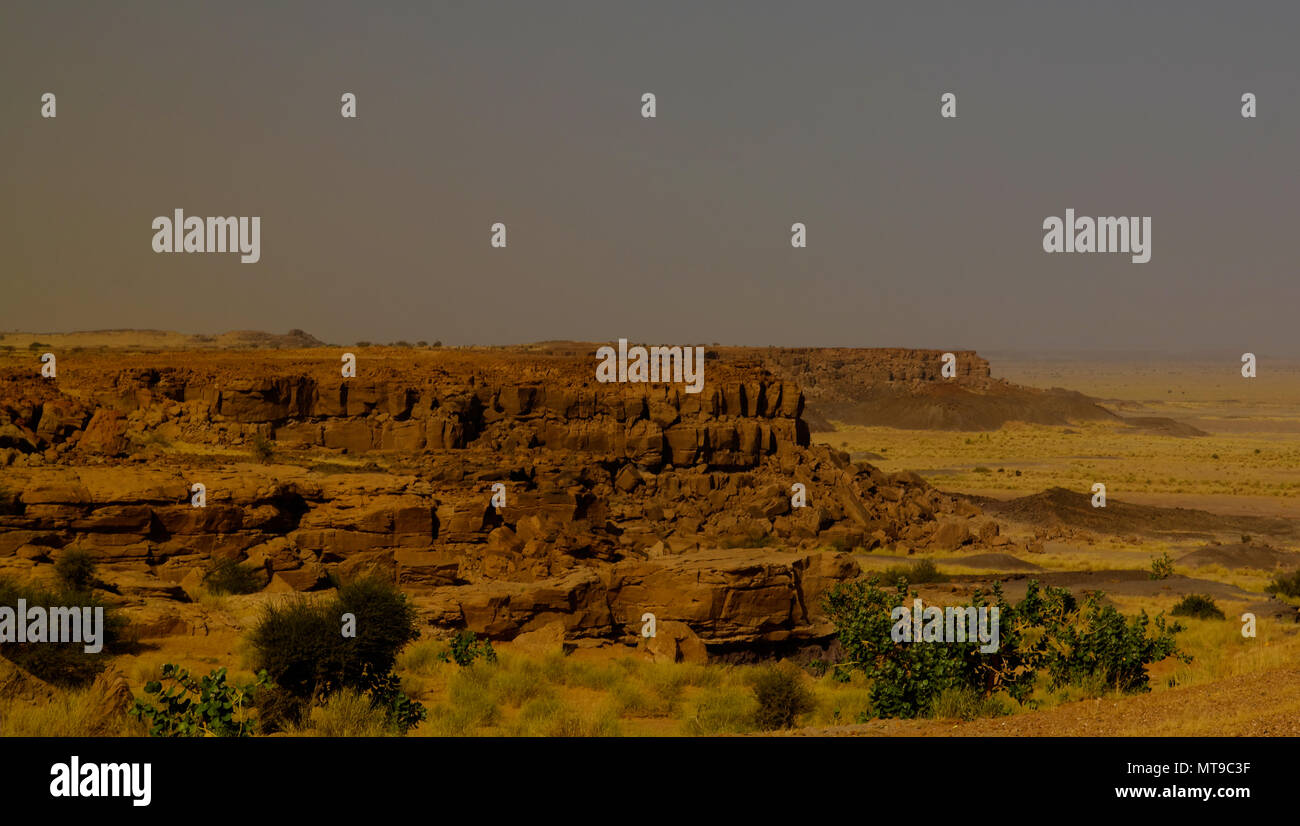 Rocky landscape at Sahara desert near Tchirozerine region, Agadez ...