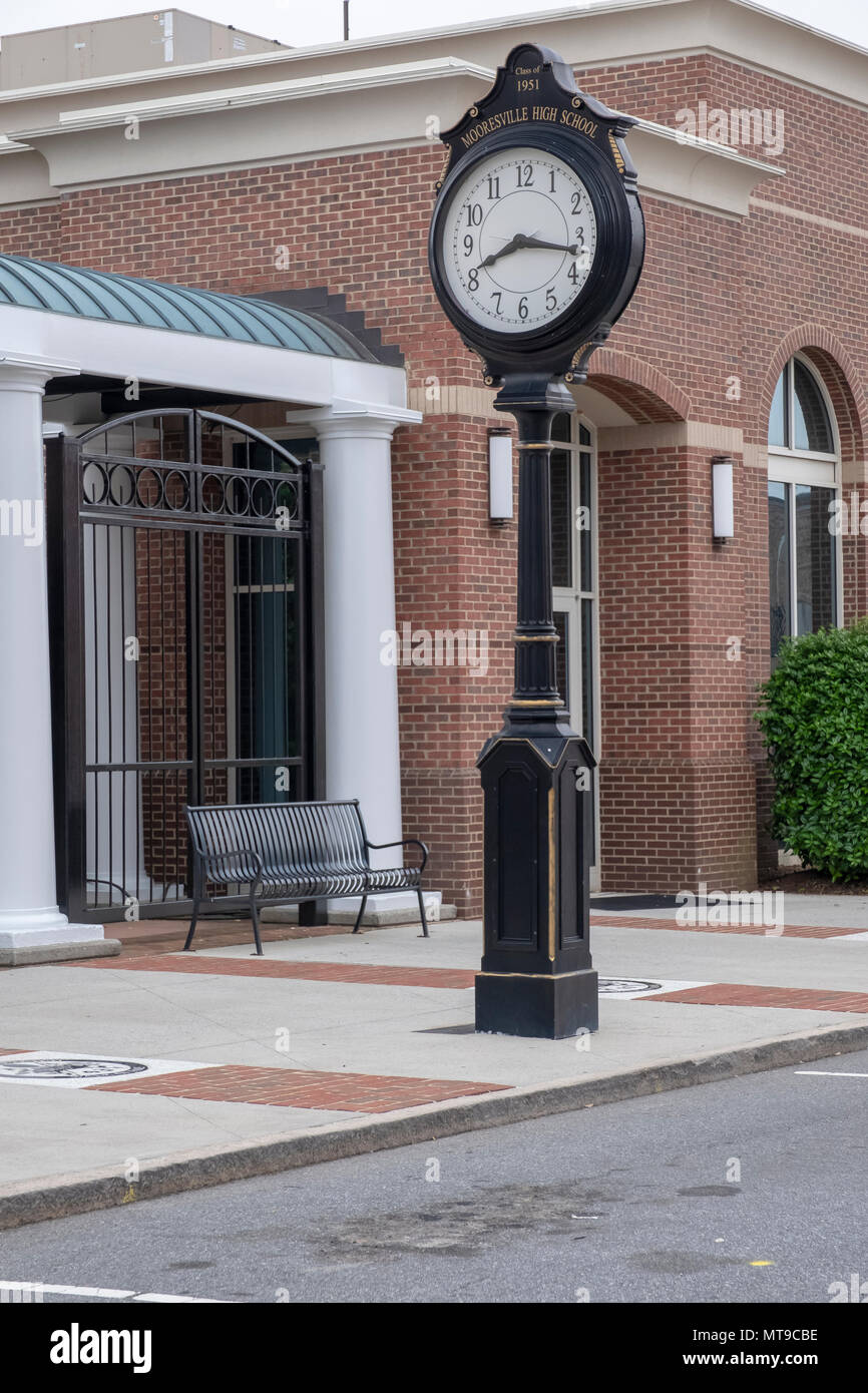 Town Clock on main street donated by high school in 1991 Stock Photo ...