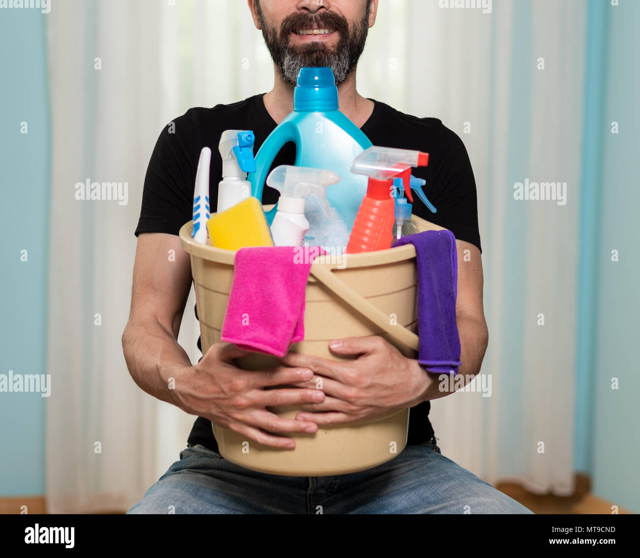 House cleaning, house cleaning man, house man sweeping and mopping ...