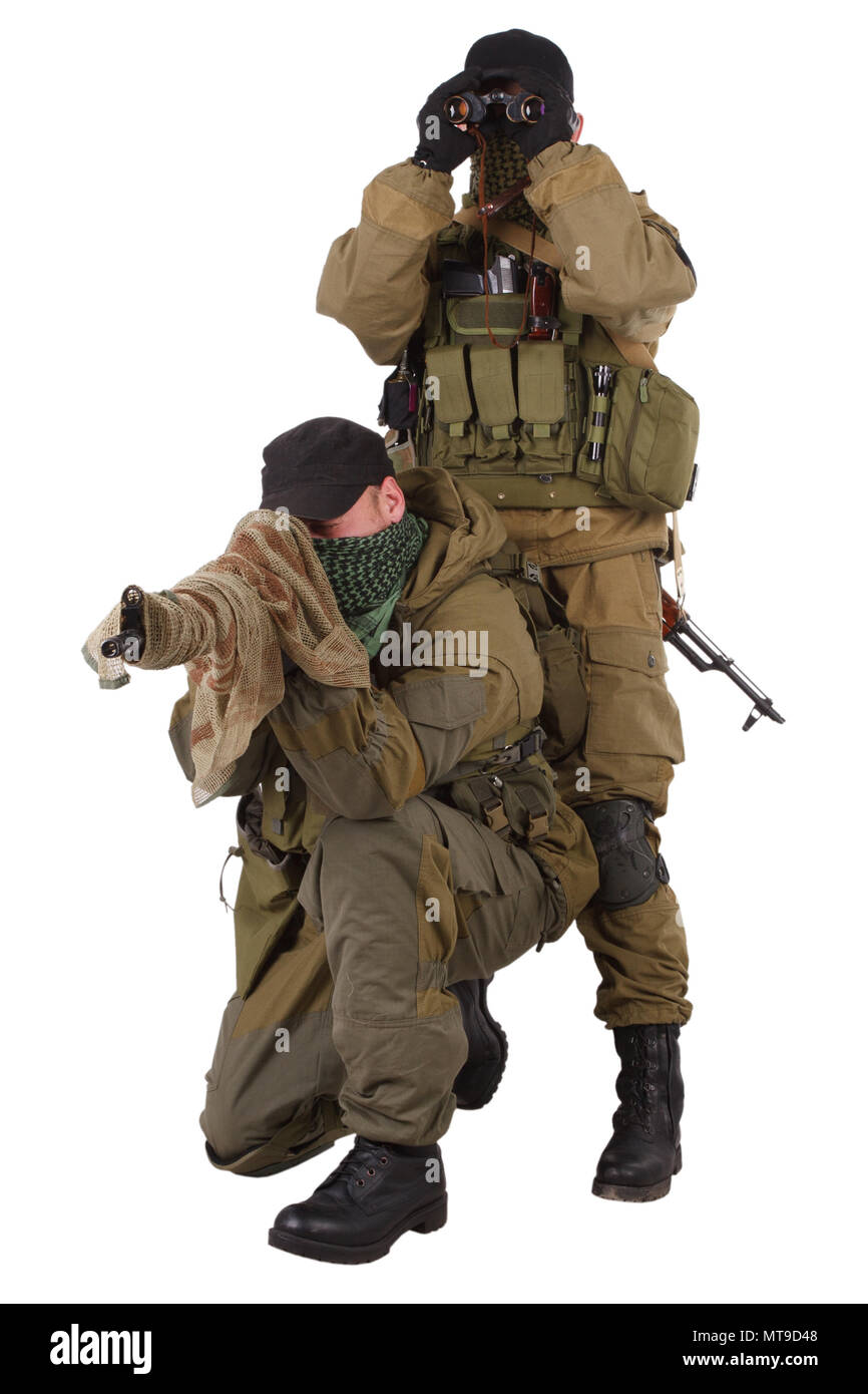 guerillas sniper pair with SVD rifle isolated on white background Stock ...