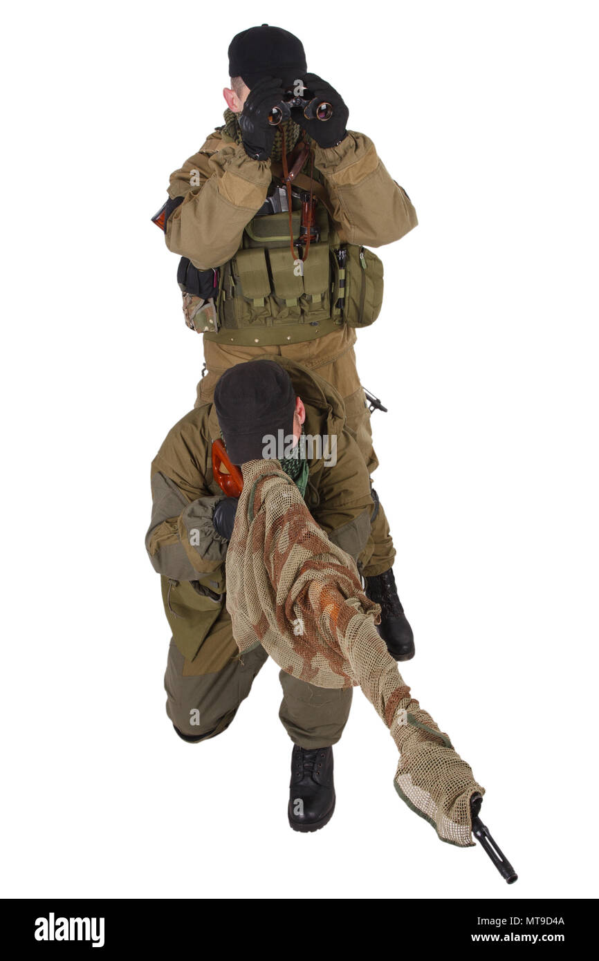 guerillas sniper pair with SVD rifle isolated on white background Stock ...