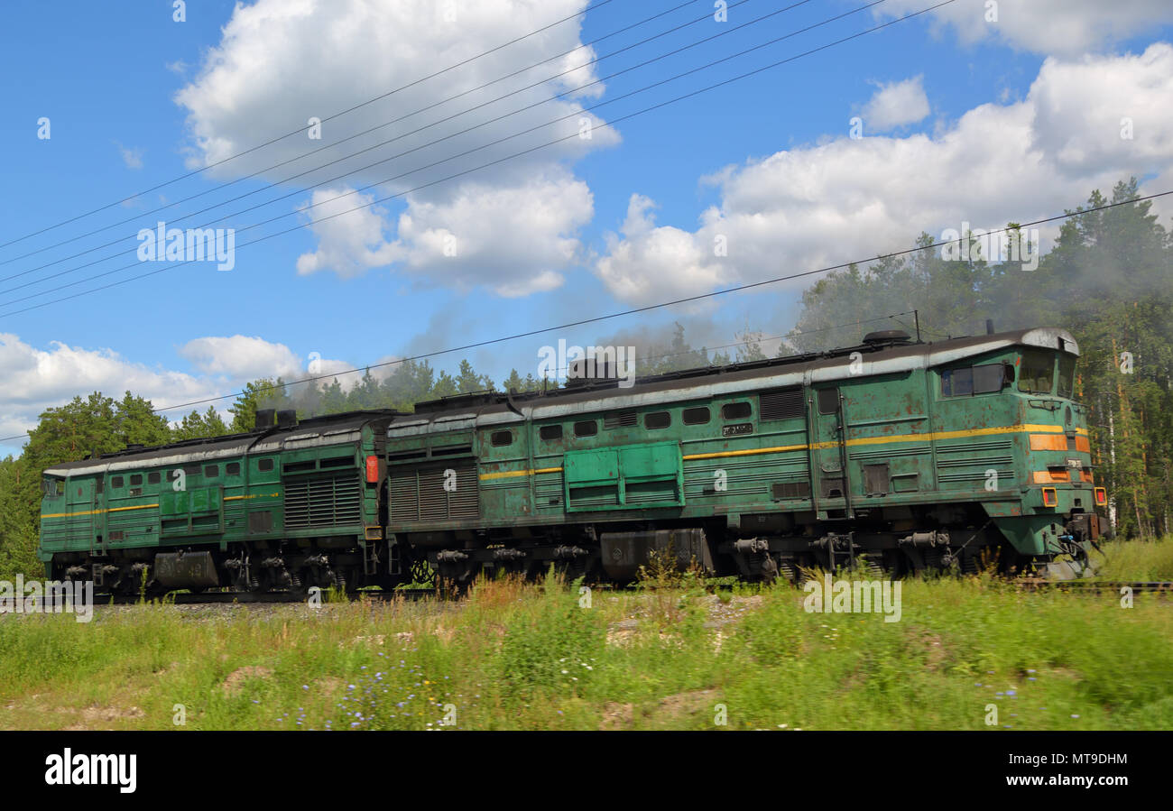 old rusted diesel locomotive Stock Photo - Alamy
