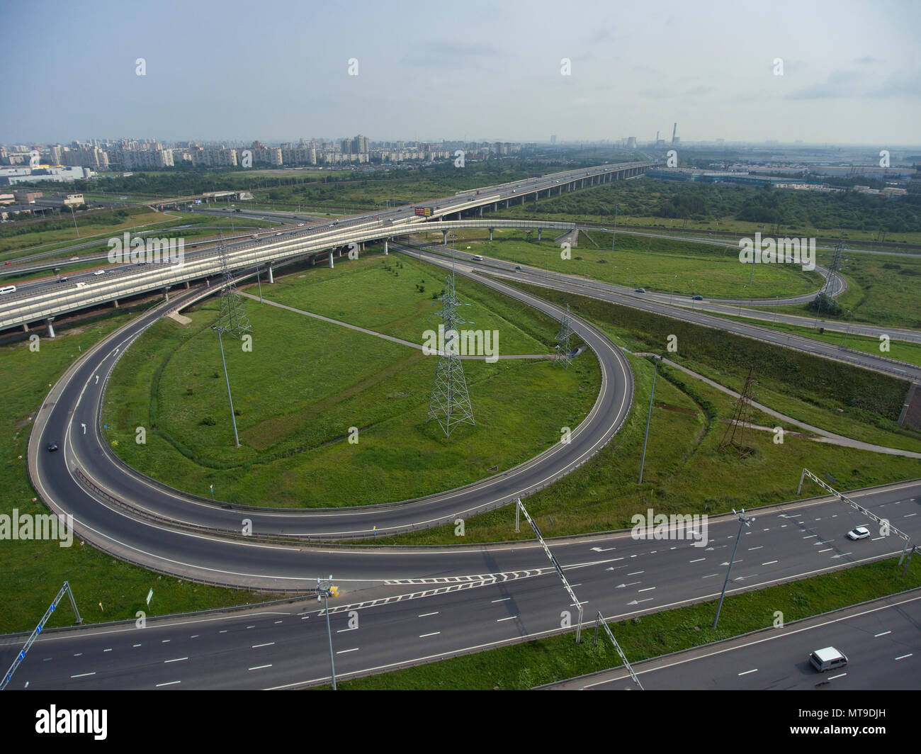 Aerial view road junction ring hi-res stock photography and images - Alamy