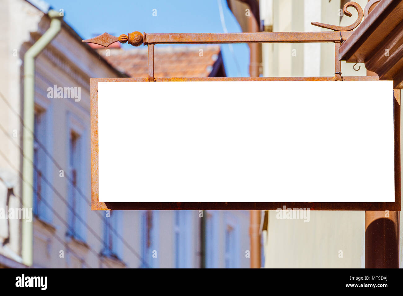 Mock up. Rectangular shape signboard on classical architecture building ...