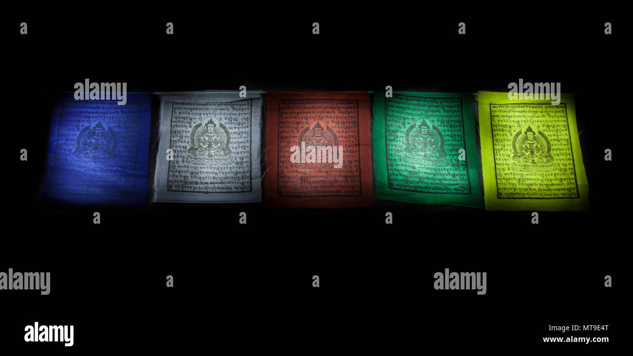 Prayer flags black white hi-res stock photography and images - Alamy